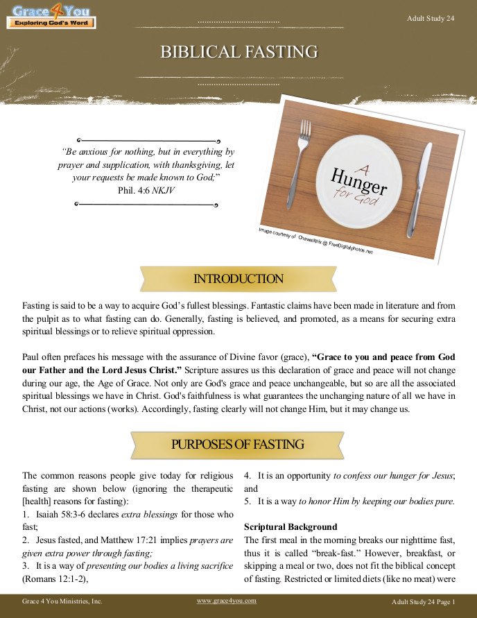 Study 24: Biblical Fasting | Grace 4 You Ministries, Inc.